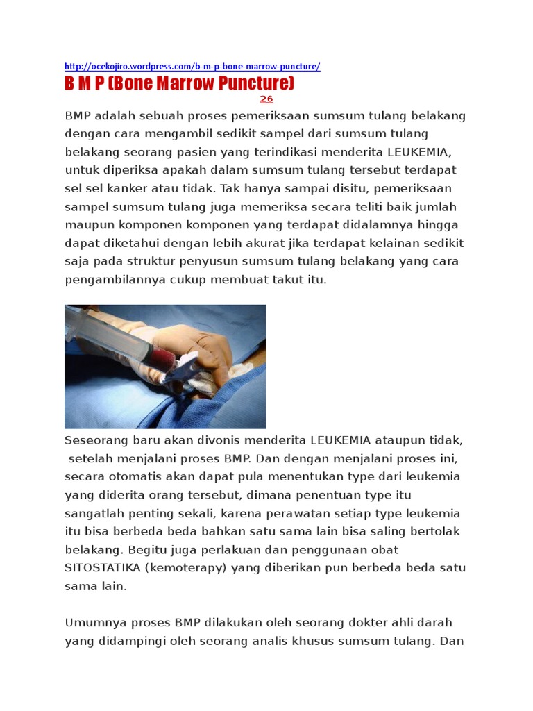 B M P (Bone Marrow Puncture) | PDF