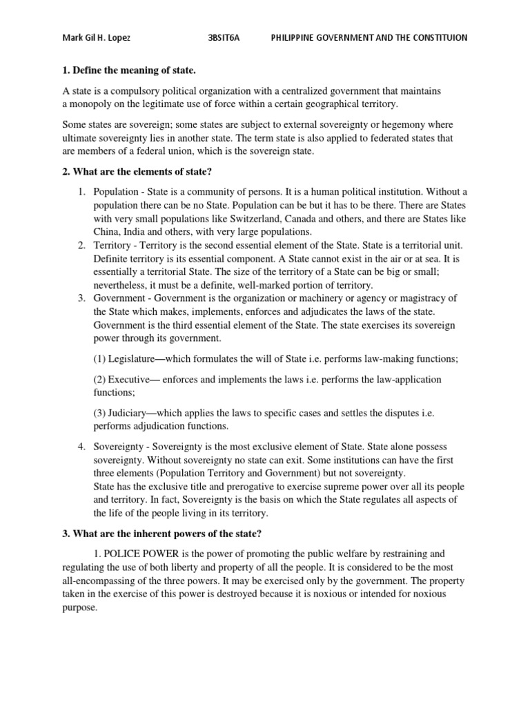 Define The Meaning of State | PDF | Monarchy | Sovereign State