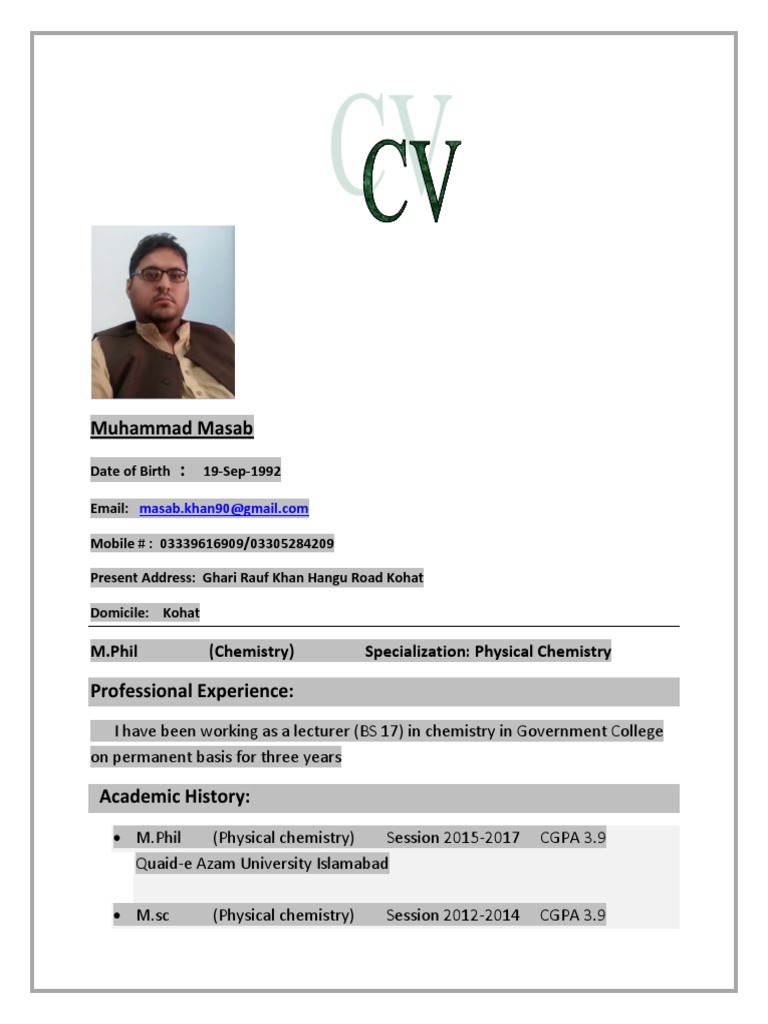 Masab's CV | PDF