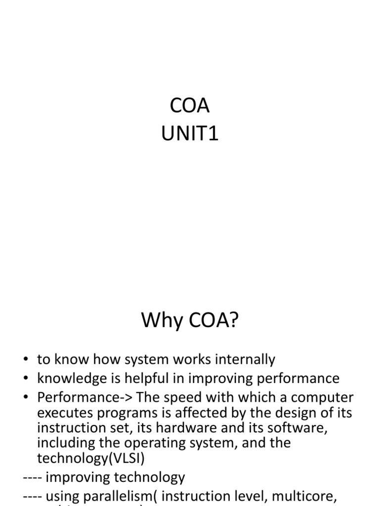 (New) Coa Unit1 | PDF | Central Processing Unit | Computer Data Storage
