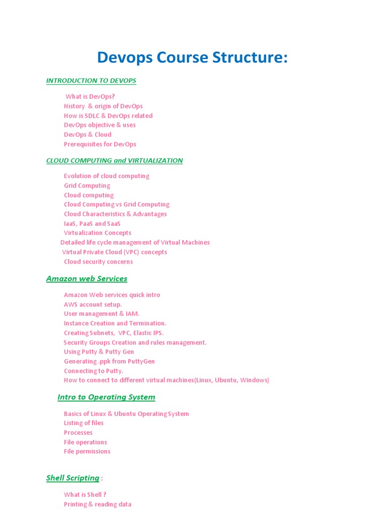 Devops Course Content Pdf Cloud Computing Python Programming Language