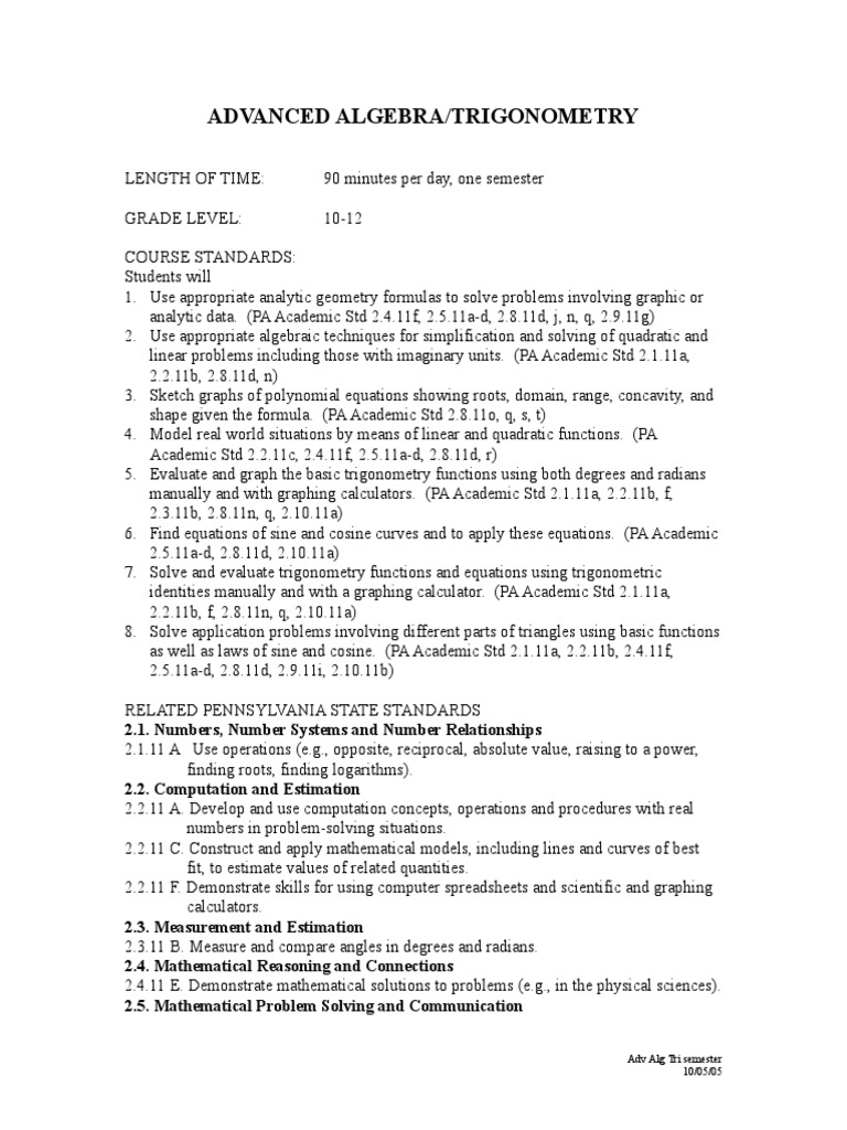 Advanced Algebra/Trigonometry: 2.1. Numbers, Number Systems and Number ...