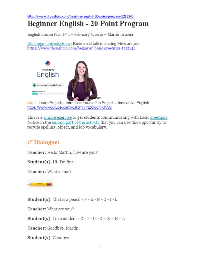 Beginner English for Kids: Greetings | PDF | Conversation | English ...