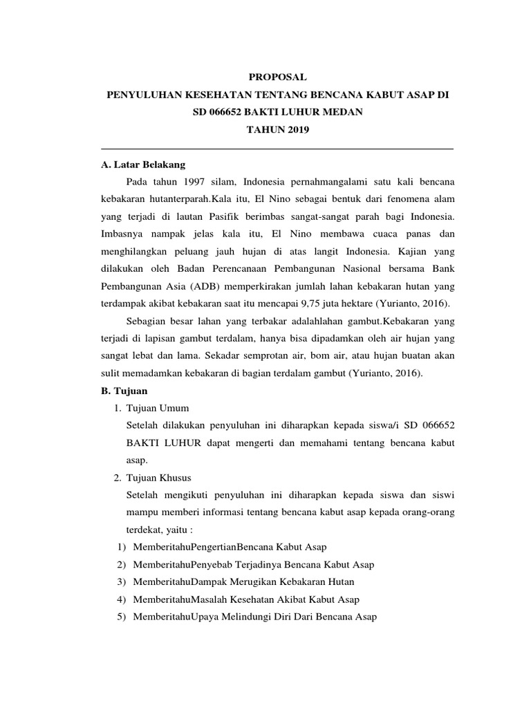 Proposal Penyuluhan Kabut Asap-1 | PDF
