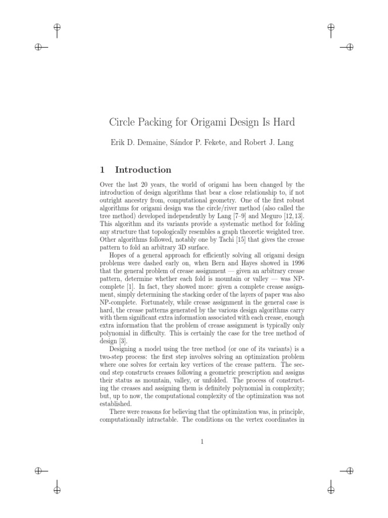 Circle Packing For Origami Design Is Hard: Erik D. Demaine, S Andor P ...
