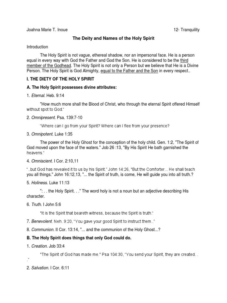 The Deity and Names of the Holy Spirit: A Comprehensive Examination of ...