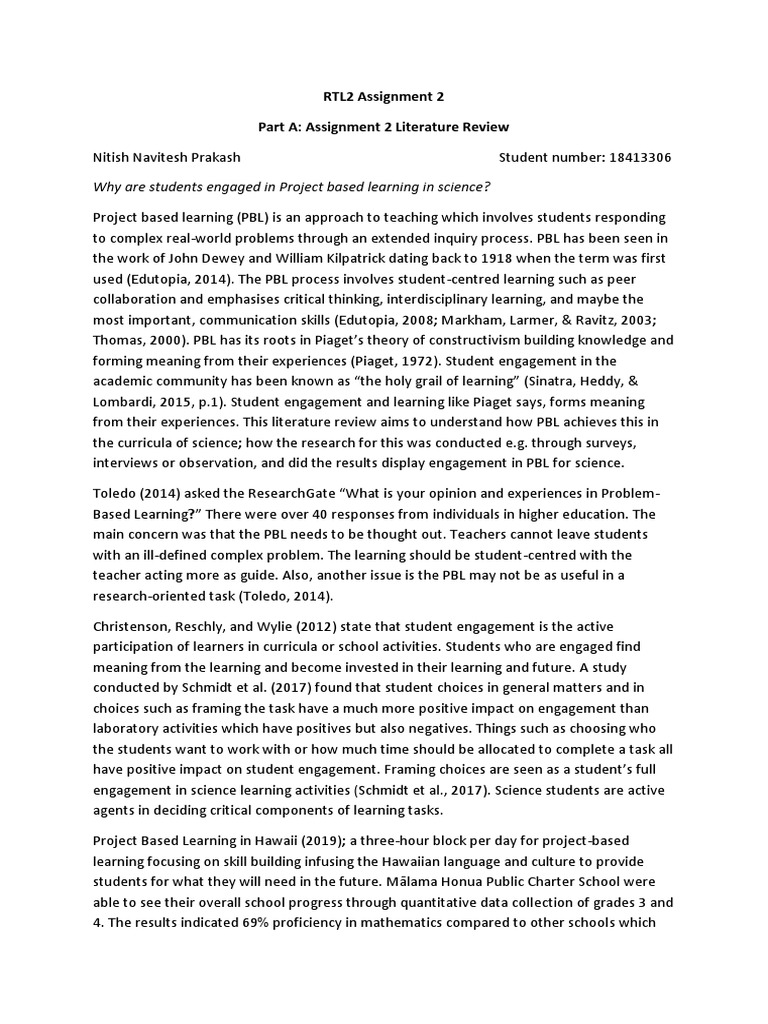 rtl2 Assignment | PDF | Project Based Learning | Education Theory