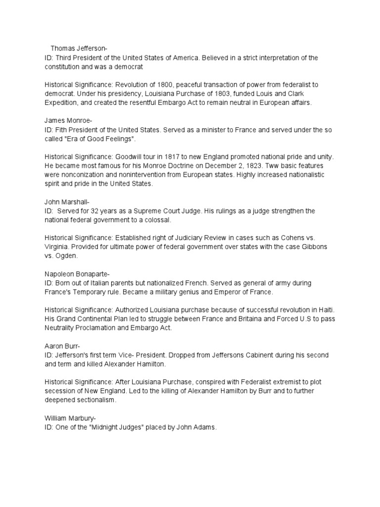 Note Cards Part 1 | PDF | Thomas Jefferson | James Madison