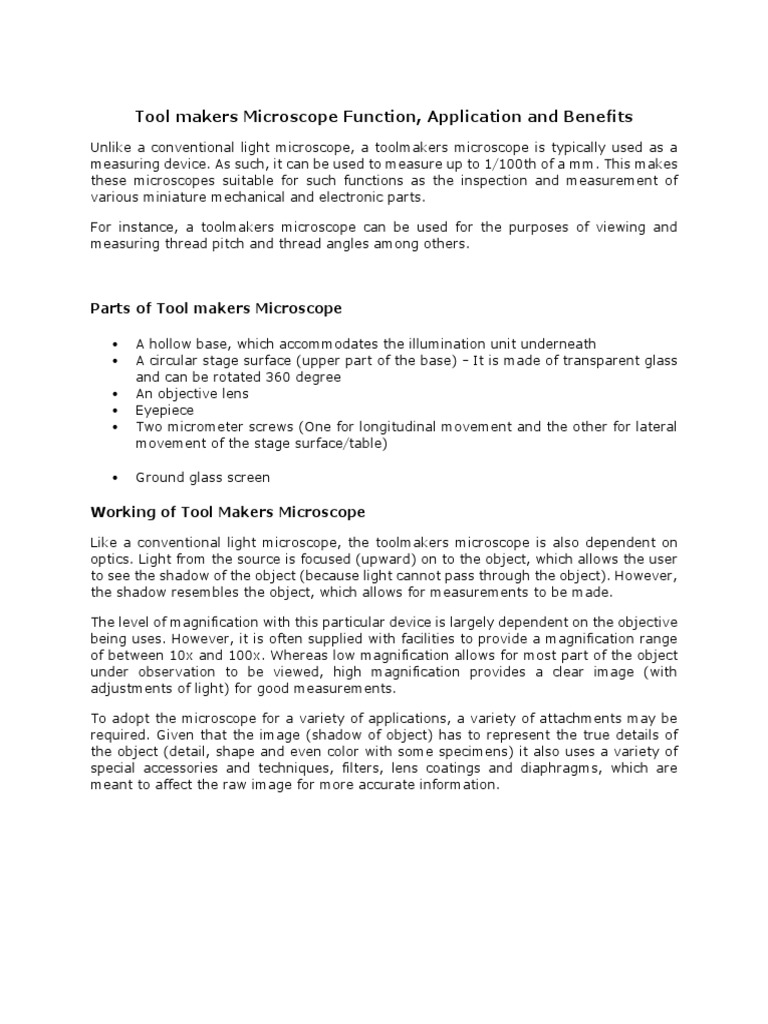 Tool Makers Micro Scope | PDF | Optics | Glass Engineering And Science