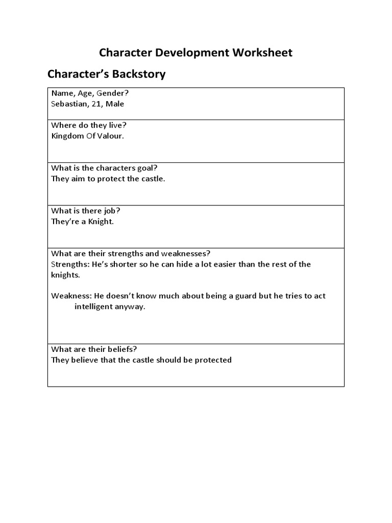 Character Development Worksheet | PDF