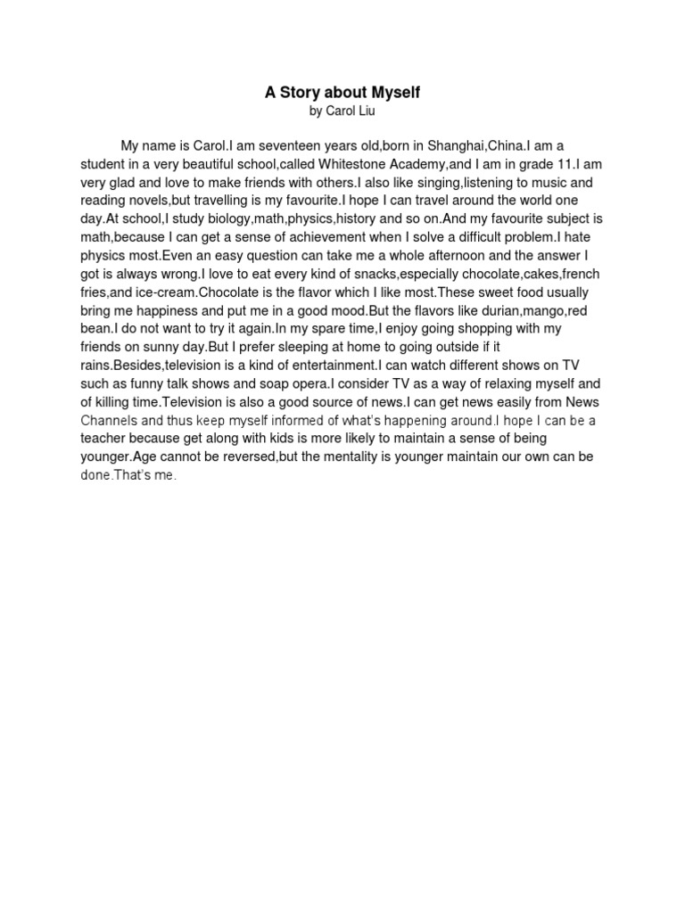 A Story About Myself | PDF | Foods