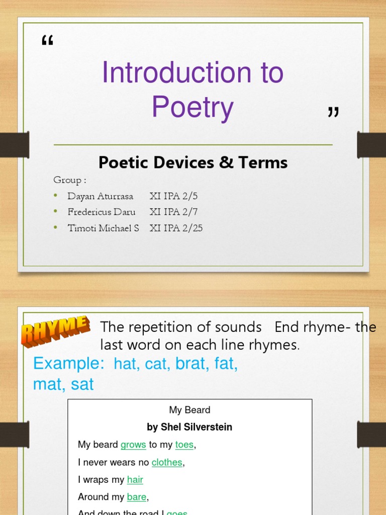 Introduction To Poetry: Poetic Devices & Terms | PDF | Poetry