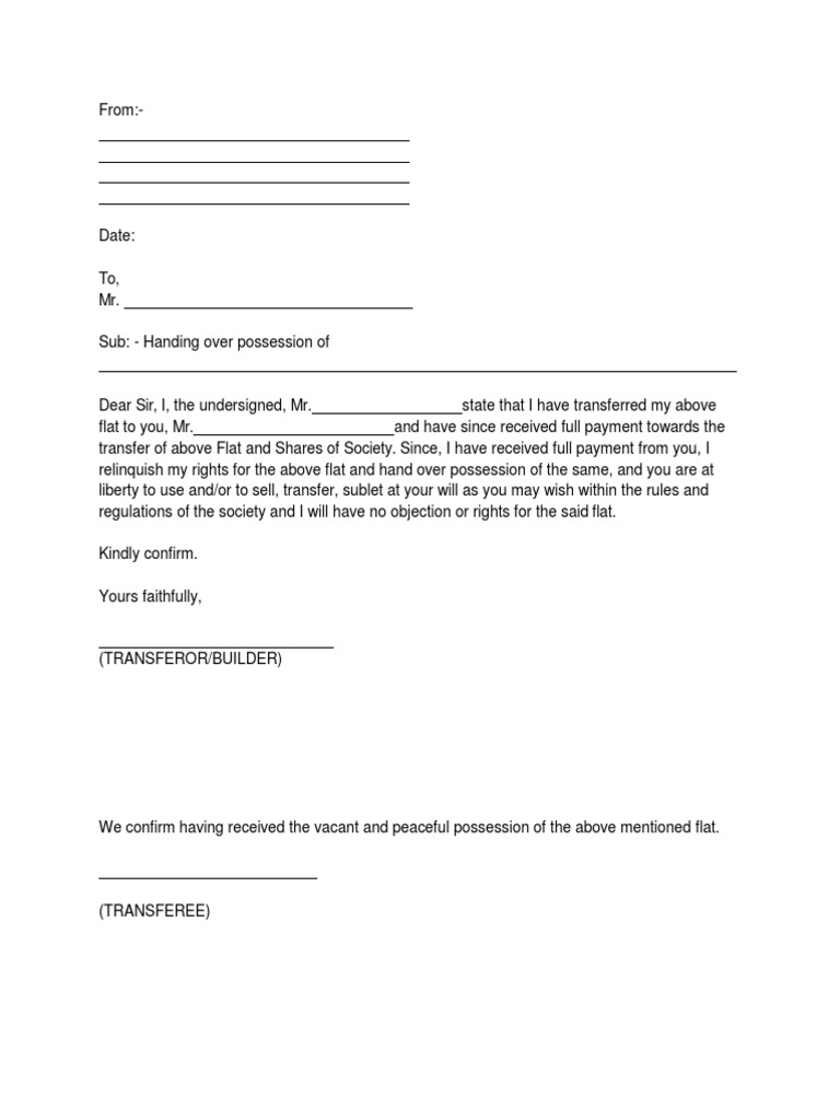 Possession Letter All You Need To Know Google Docs | PDF