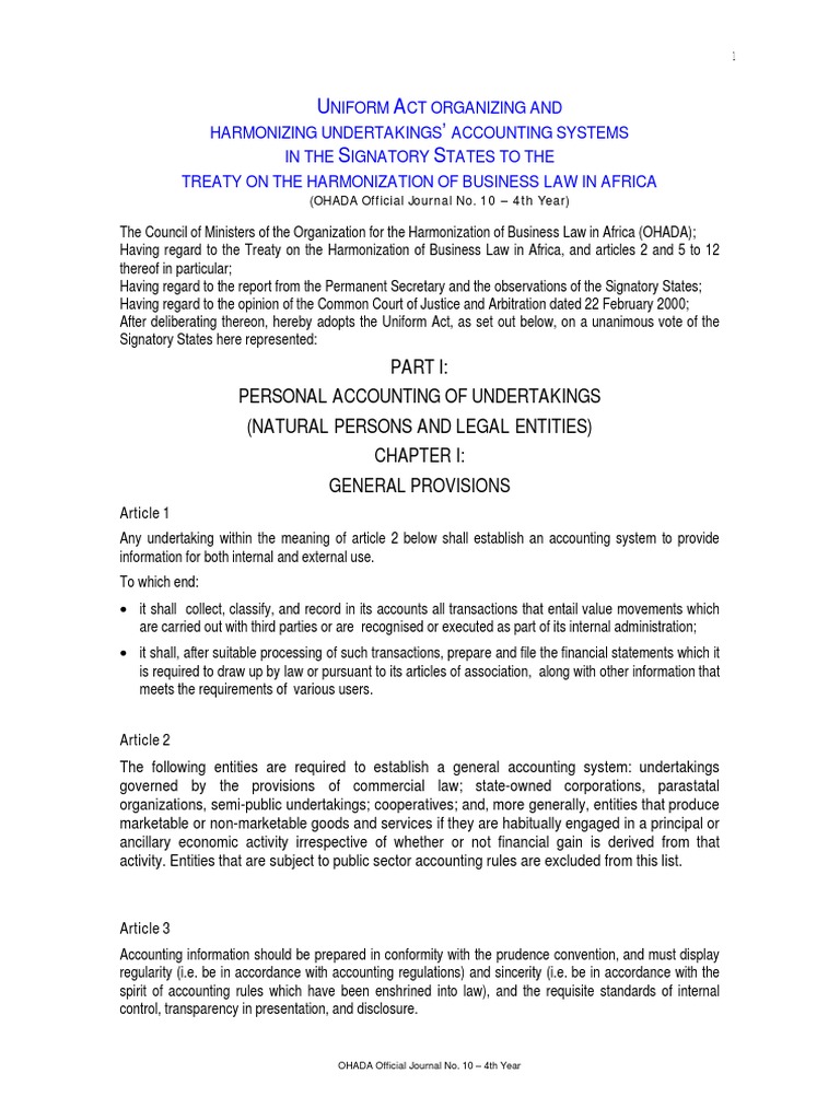 Ohada | Download Free PDF | Consolidation (Business) | Balance Sheet