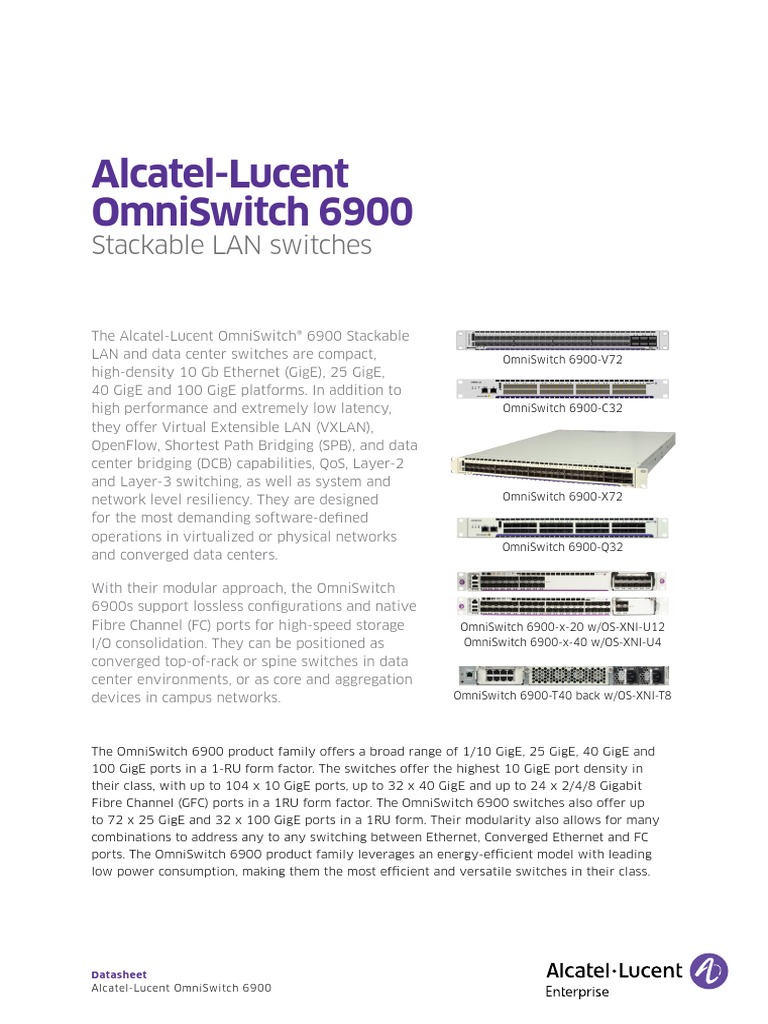 Omniswitch 6900 Stackable Lan Switches Datasheet en | PDF | I Pv6 | Network Switch