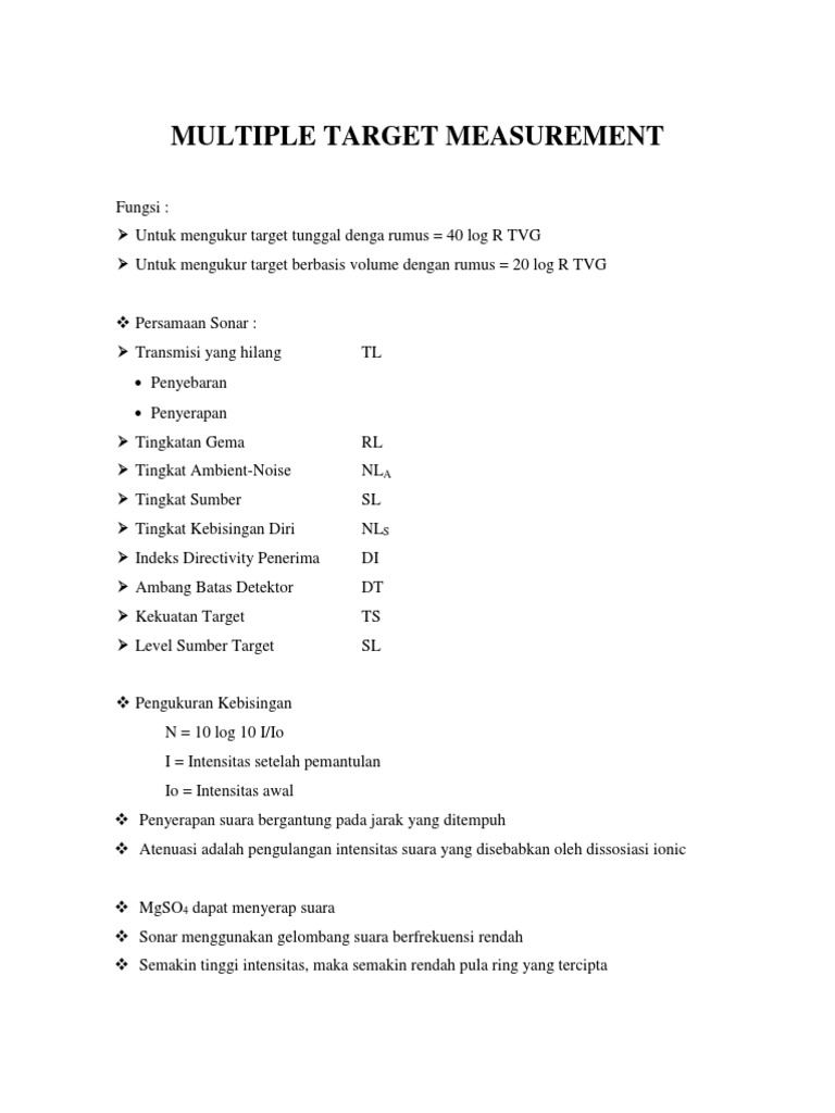Multiple Target Measurement | PDF