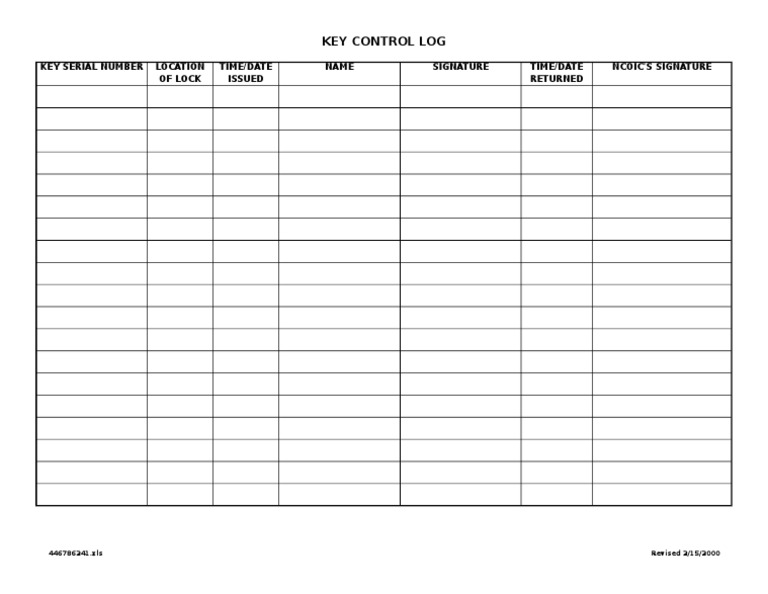 Key Control Log | PDF