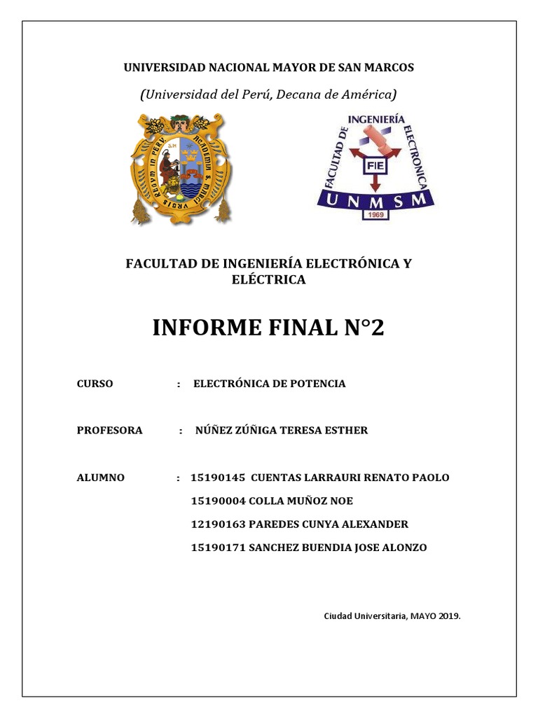 Informe Final LAB 2 Electronica de Potencia | Descargar gratis PDF | Rectificador | Energia ...