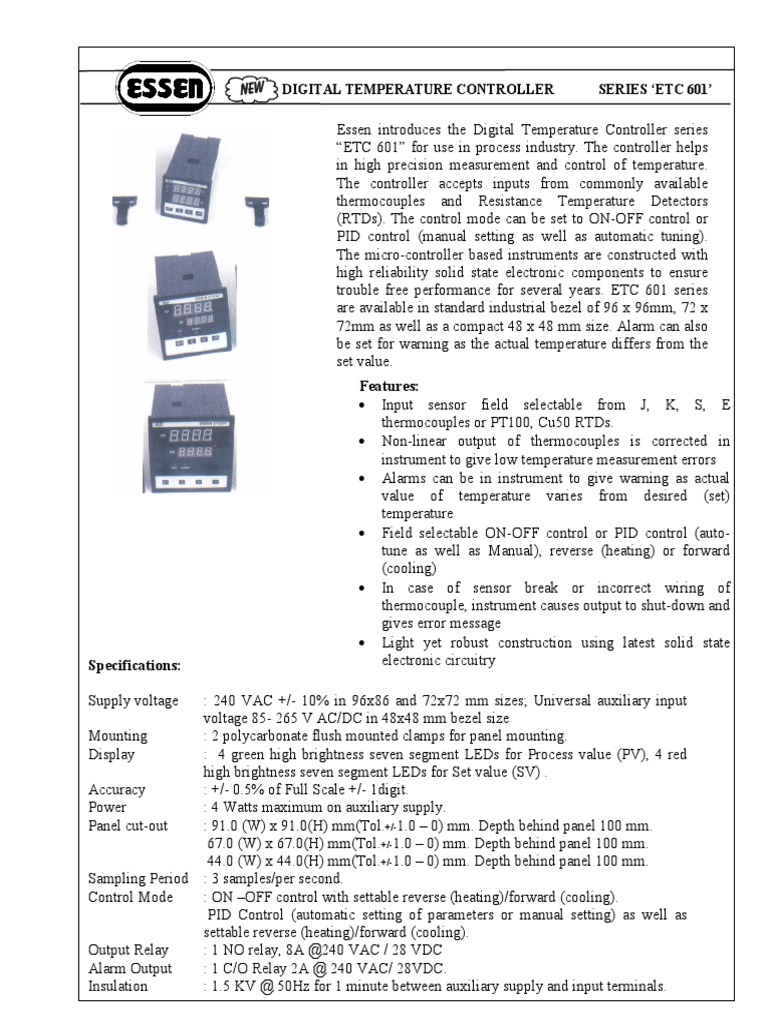 Digital Temperature Controller | PDF | Control Theory | Thermocouple