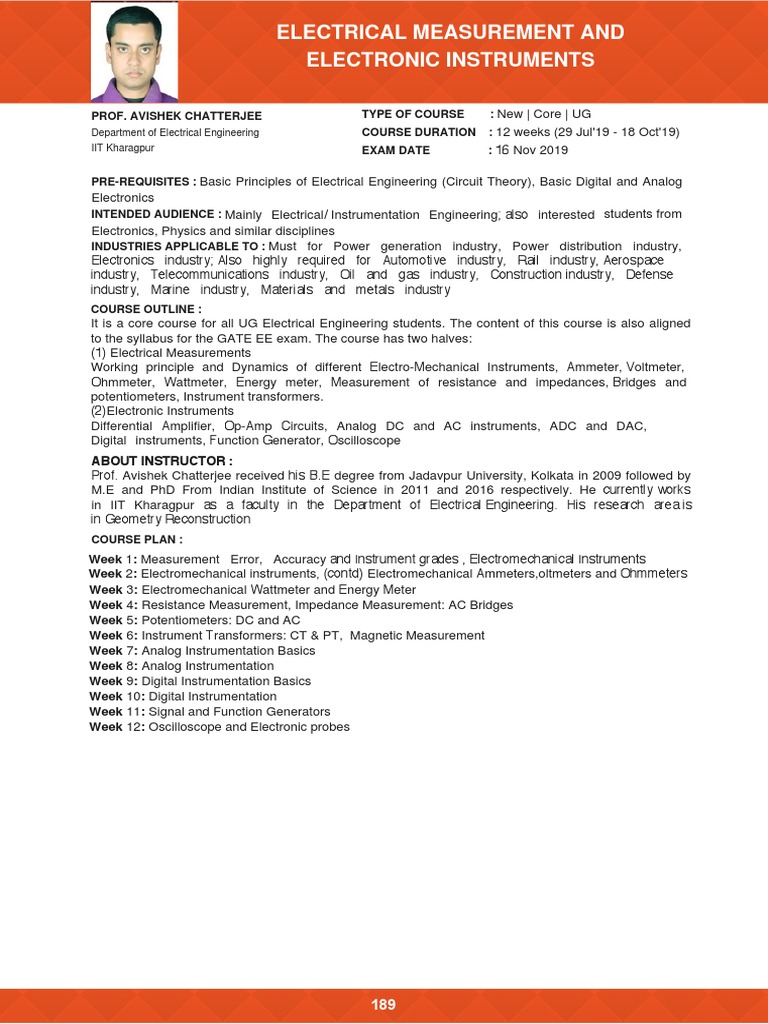 Electrical Measurement and Electronic Instruments | PDF | Analogue ...