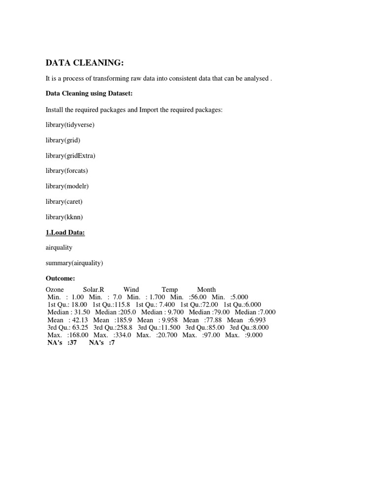 Data Cleaning Using Dataset | Download Free PDF | Data Analysis | Data