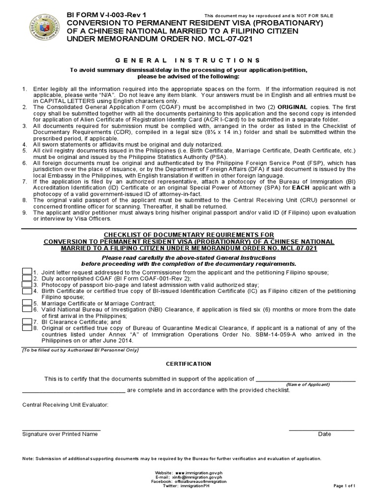Conversion To Permanent Resident Visa (Probationary) of A Chinese ...