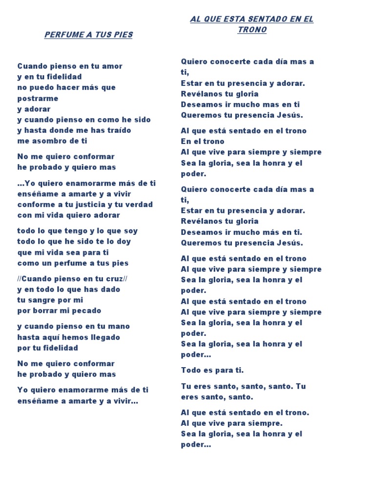 Letra Canciones Perfume A Tus Pies | PDF | Cristo (título) | Santo