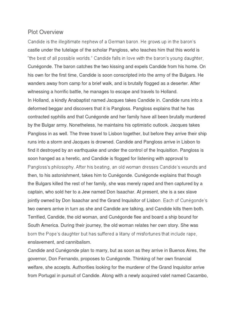Candide Summary Short | PDF | Candide