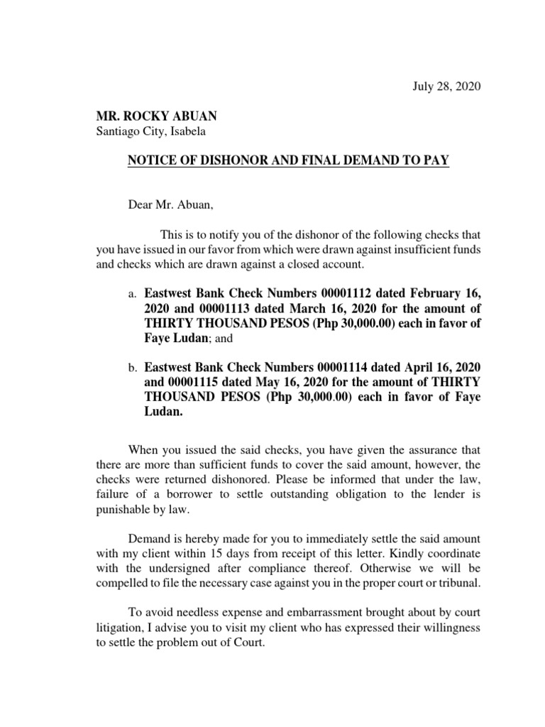 Notice of Dishonor | PDF