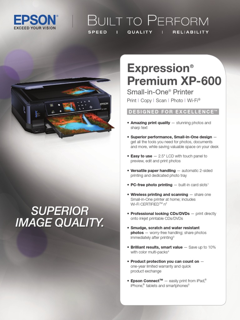 Expression Premium XP-600: Superior Image Quality | PDF | Printer ...