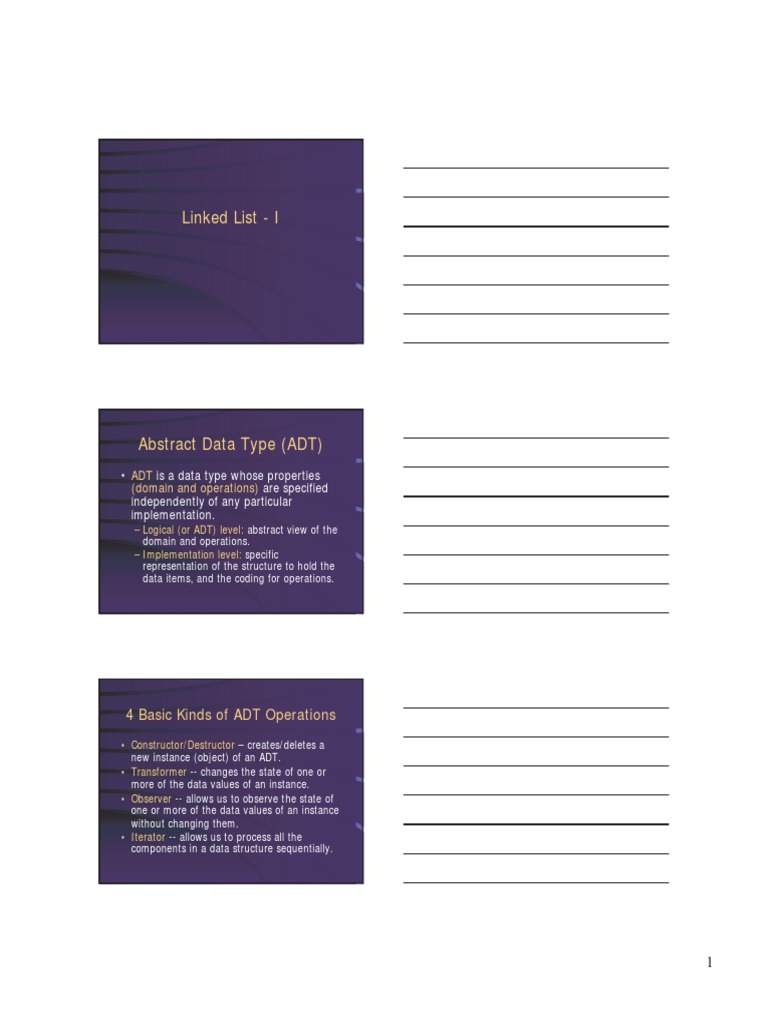 Linked List - I: 4 Basic Kinds of ADT Operations | PDF | Scientific ...