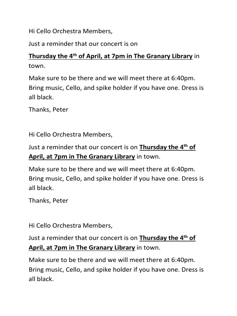 Concert Note | PDF | Performing Arts | Entertainment (General)