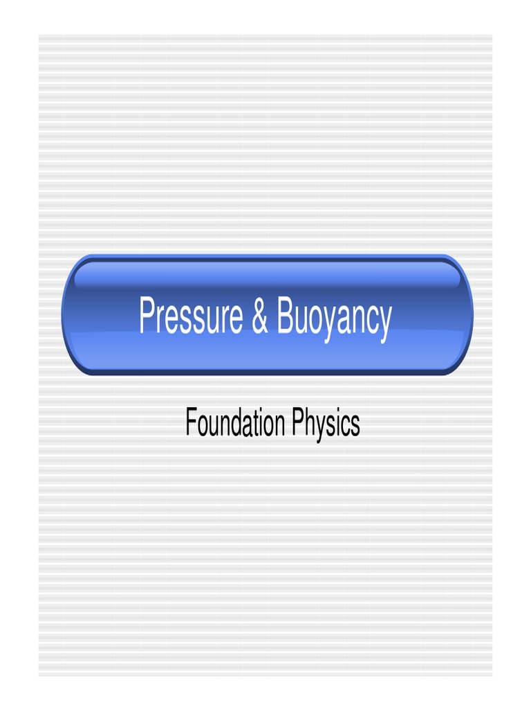 Lecture 2.10 Pressure and Buoyancy PDF | PDF | Buoyancy | Density