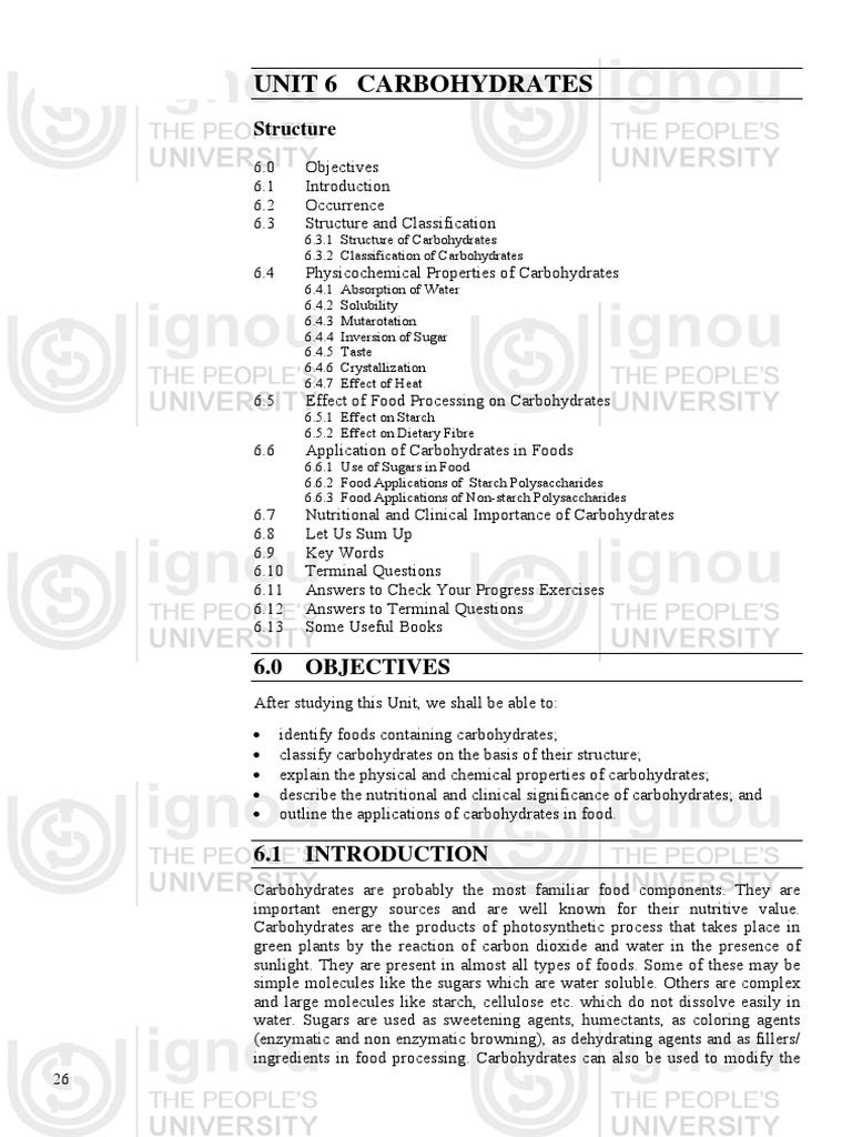 Food Microbiology IGNOU Unit 6 | PDF | Polysaccharide | Carbohydrates