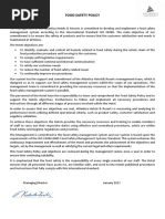 Food Indemnity Form for Hotel Guests | PDF
