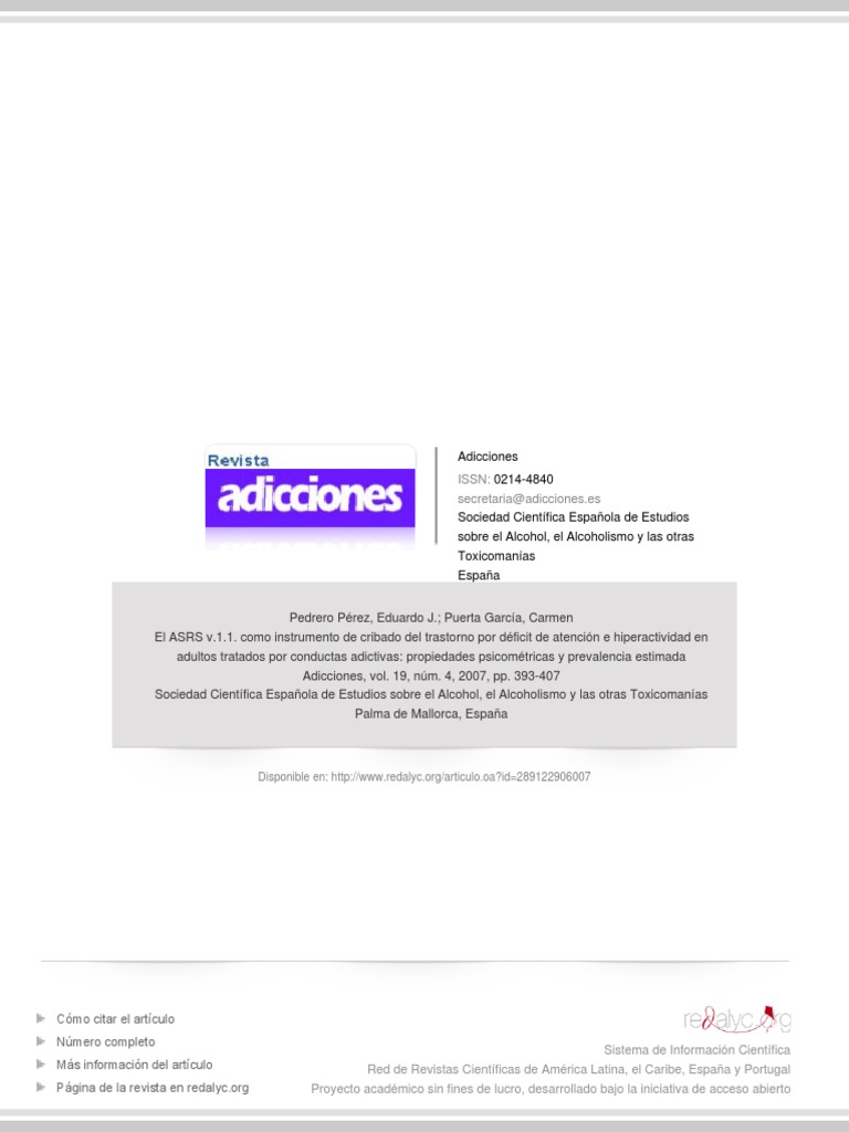 Asrs | PDF | Desorden hiperactivo y deficit de atencion | Manual ...