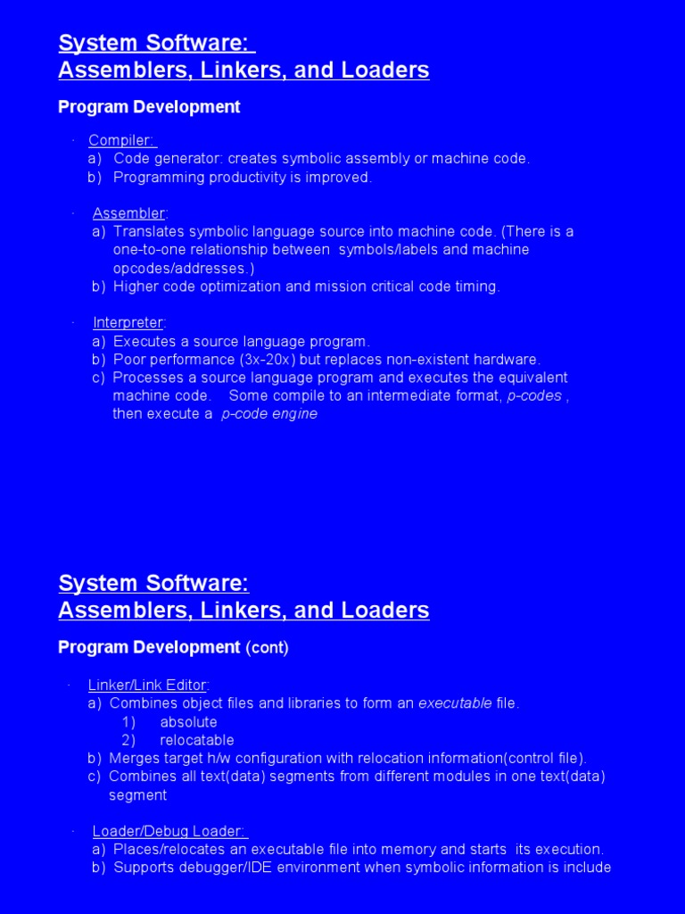 System Software: Assemblers, Linkers, and Loaders: Program Development | PDF | Assembly Language ...
