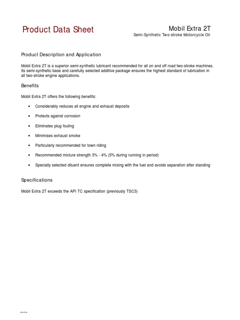 Mobil Extra 2T Oil Product Overview | PDF | Computers