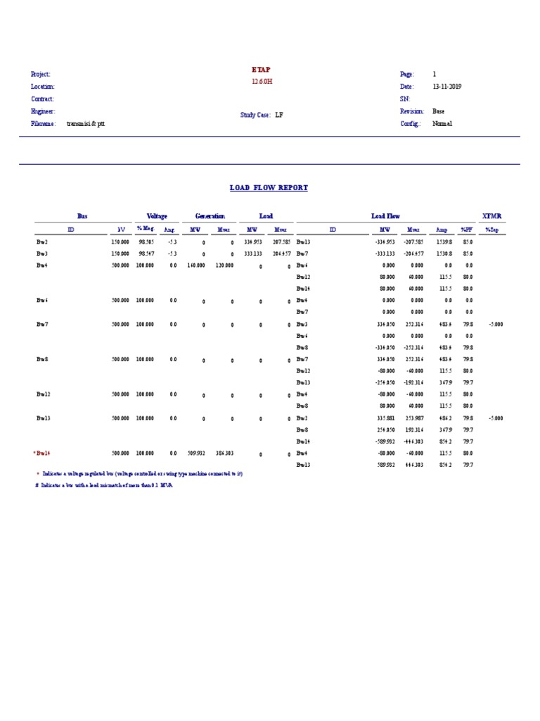 Untitled - Load Flow Report PDF | PDF | Electrical Components ...