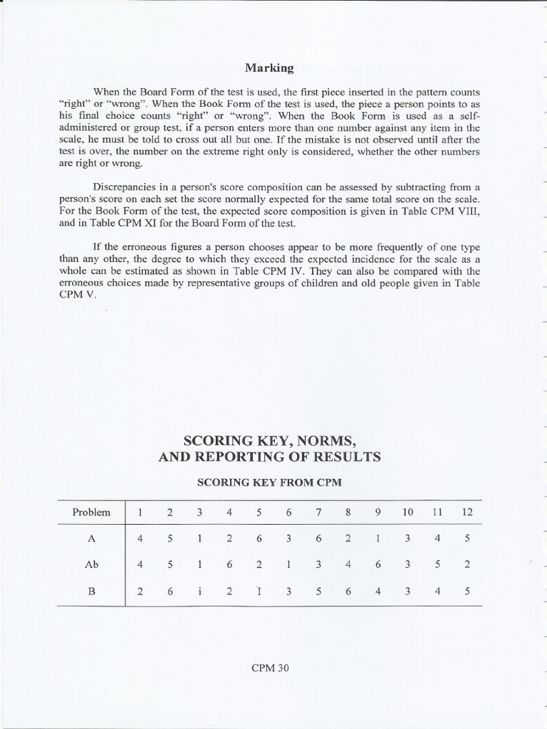 Marking + Scoring (CPM) PDF | PDF
