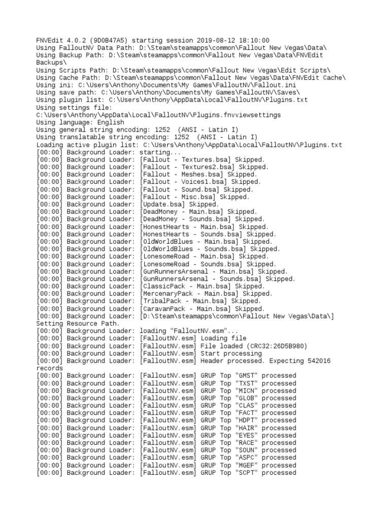 FNVEdit Log | PDF | Text File | Systems Engineering