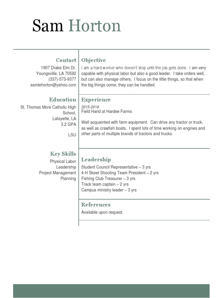 Sam Horton - Resume | PDF