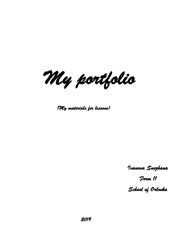 My Portfolio: (My Materials For Lessons) | PDF | Art | Poetry