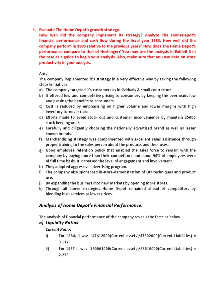 Case Questions - Home Depot | PDF | The Home Depot | Inventory