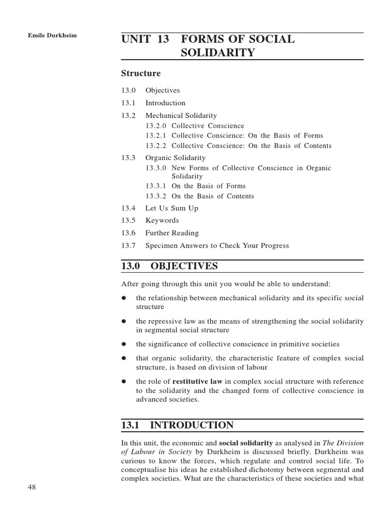 Durkheim's Mechanical and Organic Solidarity | PDF | Solidarity | Émile ...