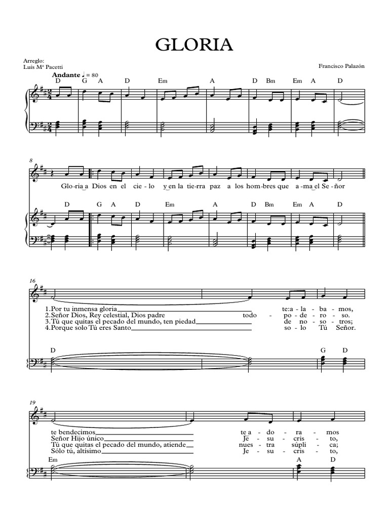 Gloria de Palazón - Re MAYOR | PDF | Teología | Dios