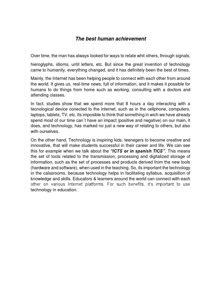 The Best Human Achievement | PDF