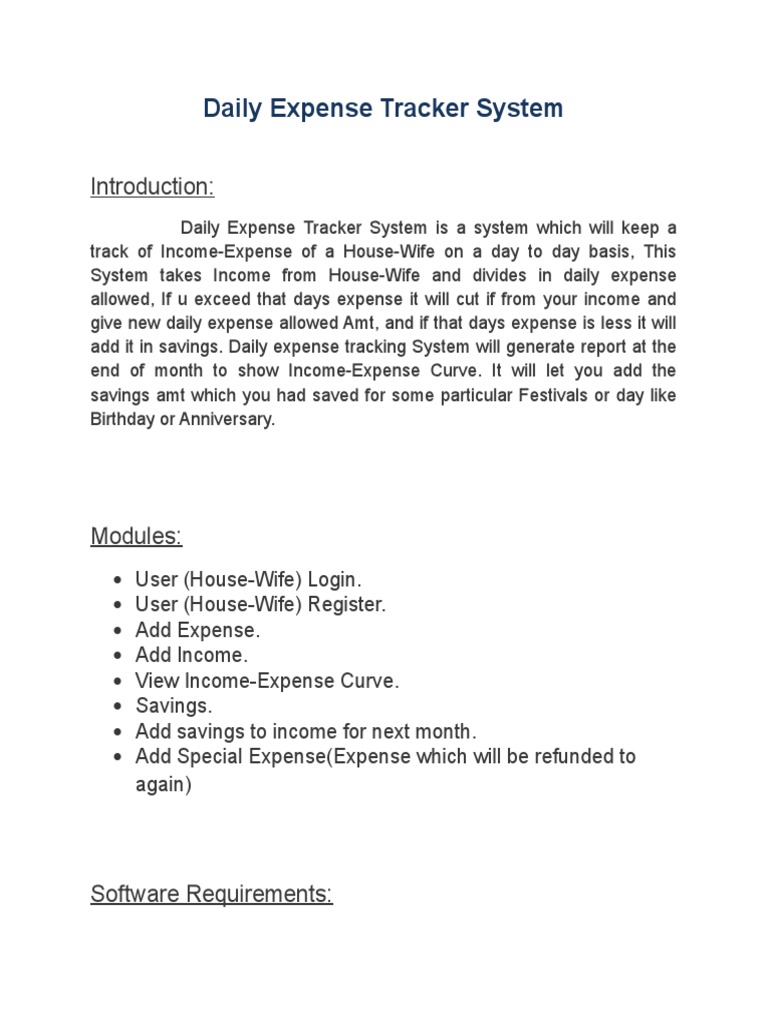 Daily Expense Tracker System | PDF
