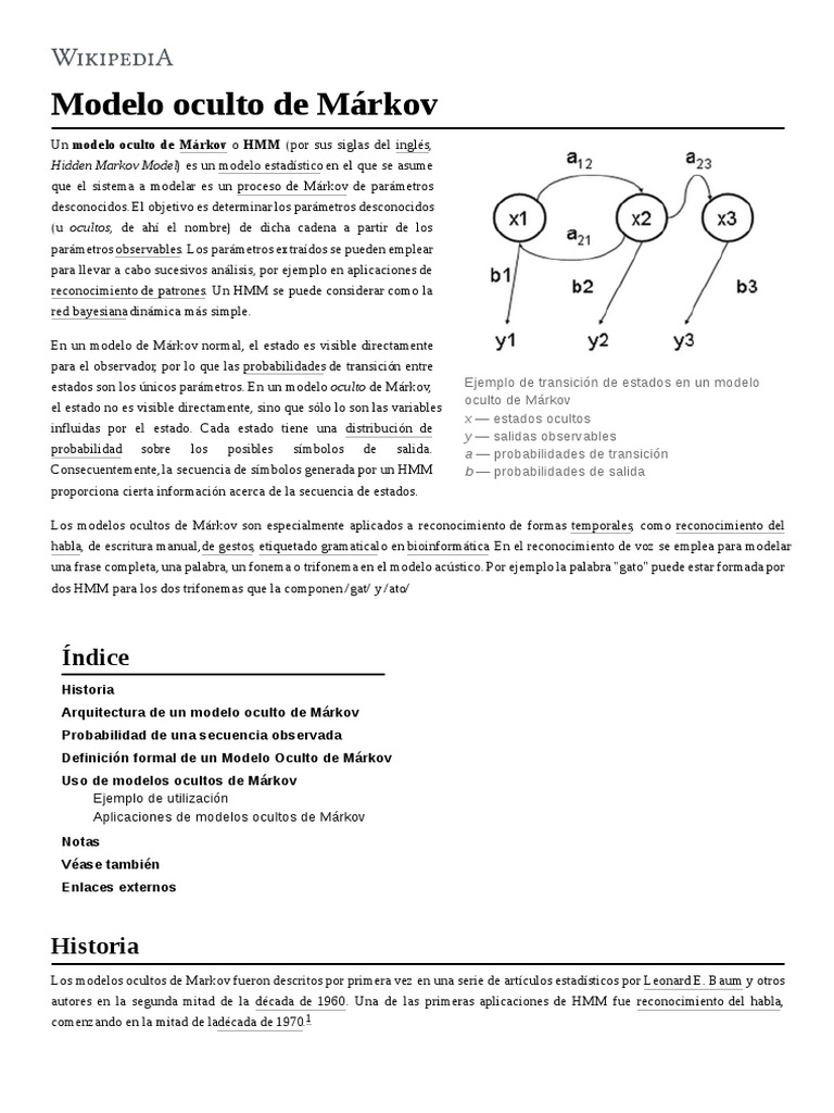 Modelo Oculto de Márkov | PDF | Áreas de informática | Matemáticas ...