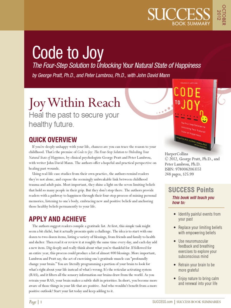 A Summary of A Code To Joy | PDF | Consciousness | Mind